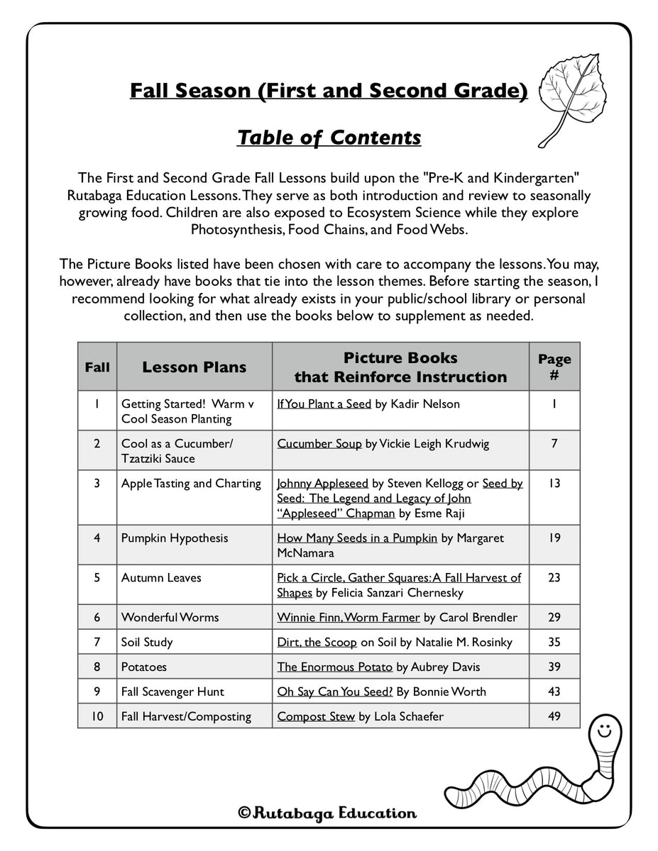 First and Second Grade Fall Digital Book | Rutabaga Education Garden ...